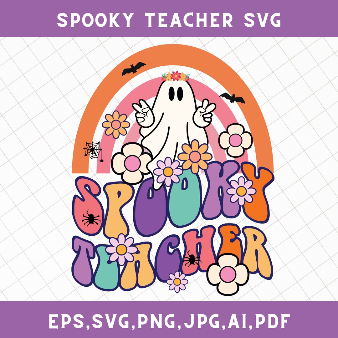 Spooky Teacher Svg, Spooky Teacher Png, Halloween Teacher Svg, Retro ...