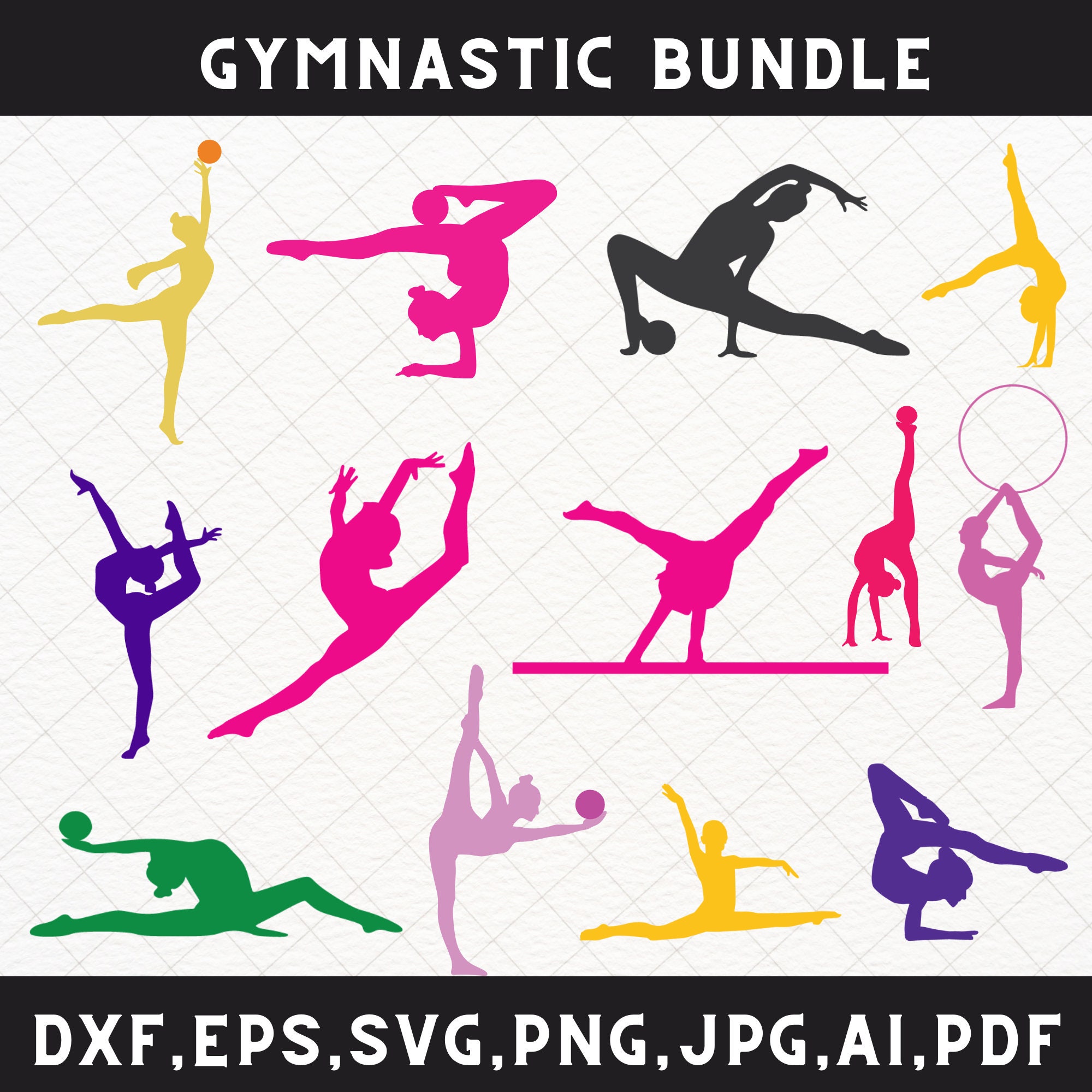 Gymnastic Svg Bundle, Gymnast Svg, Gymnastics Svg, Workout Svg, Gymnast ...