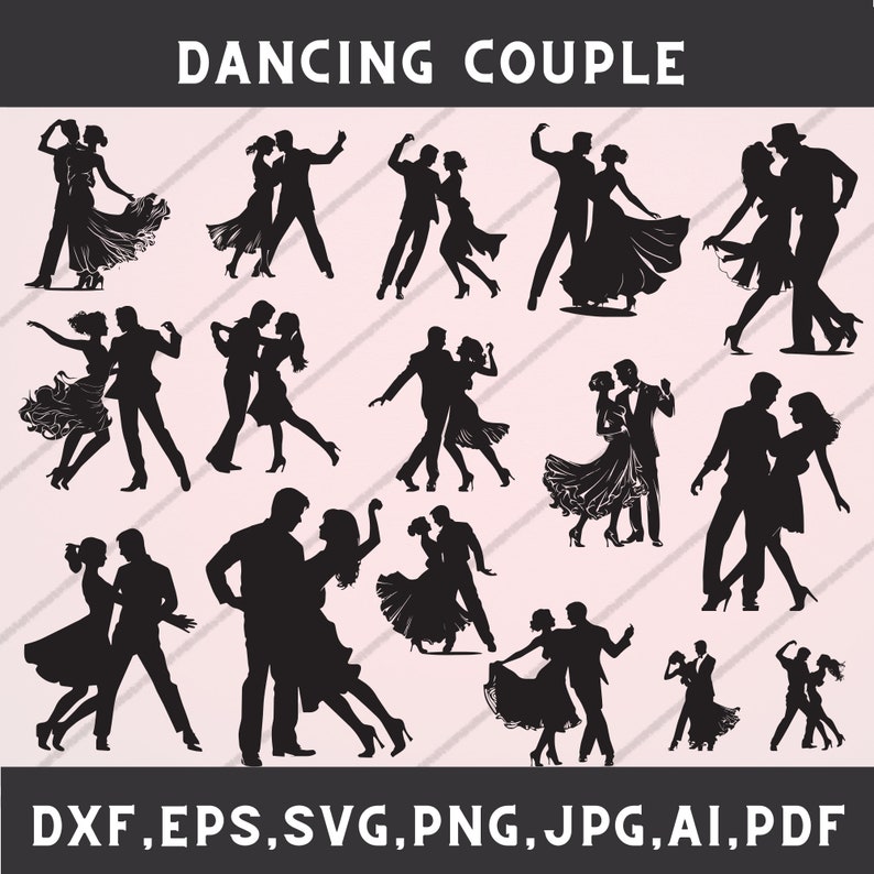 Ballroom Dancer Svg, Dancing Couple Silhouettes, Ballroom Silhouette ...