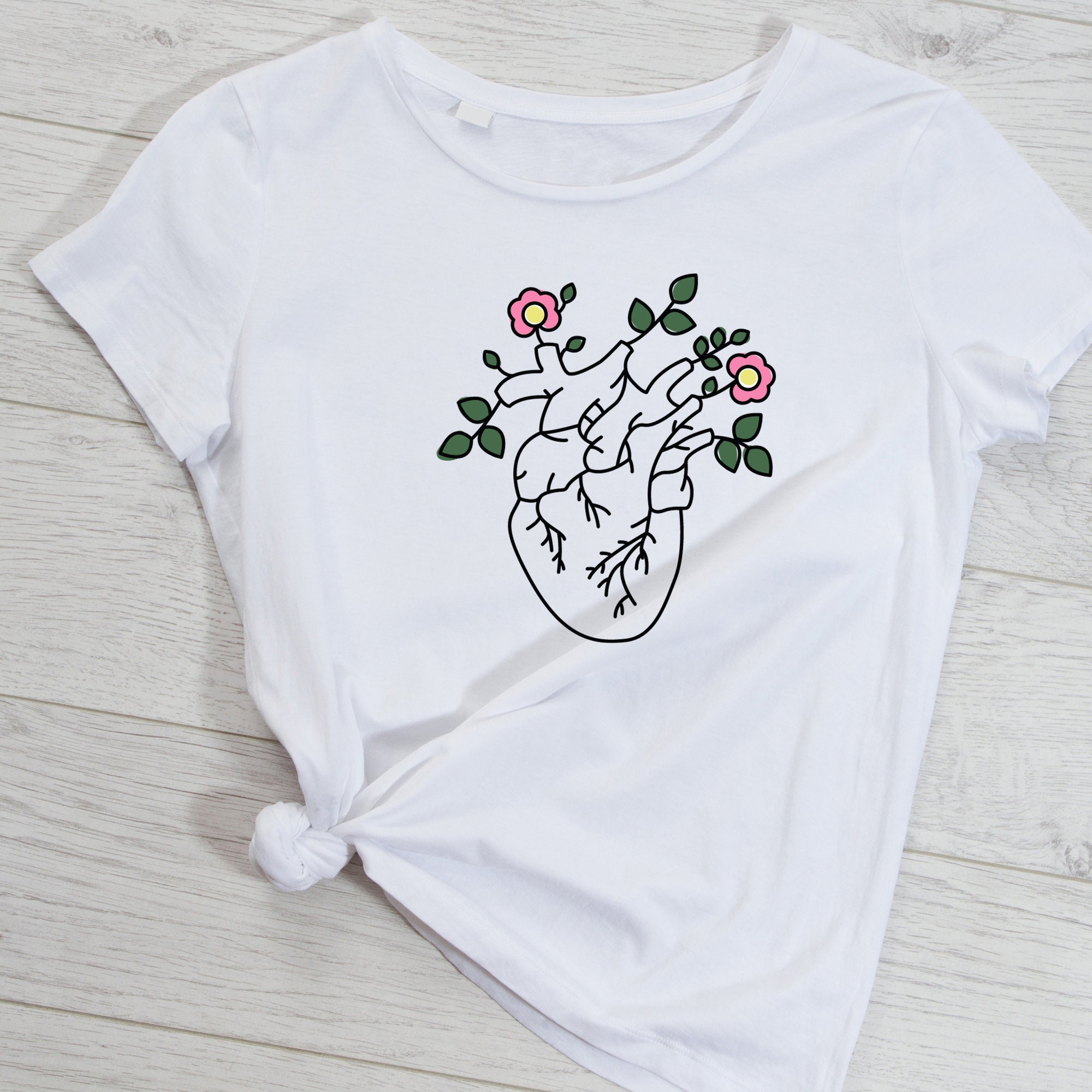 Floral Heart Svg Flower Heart Svg Anatomic Heart Svg Heart - Etsy