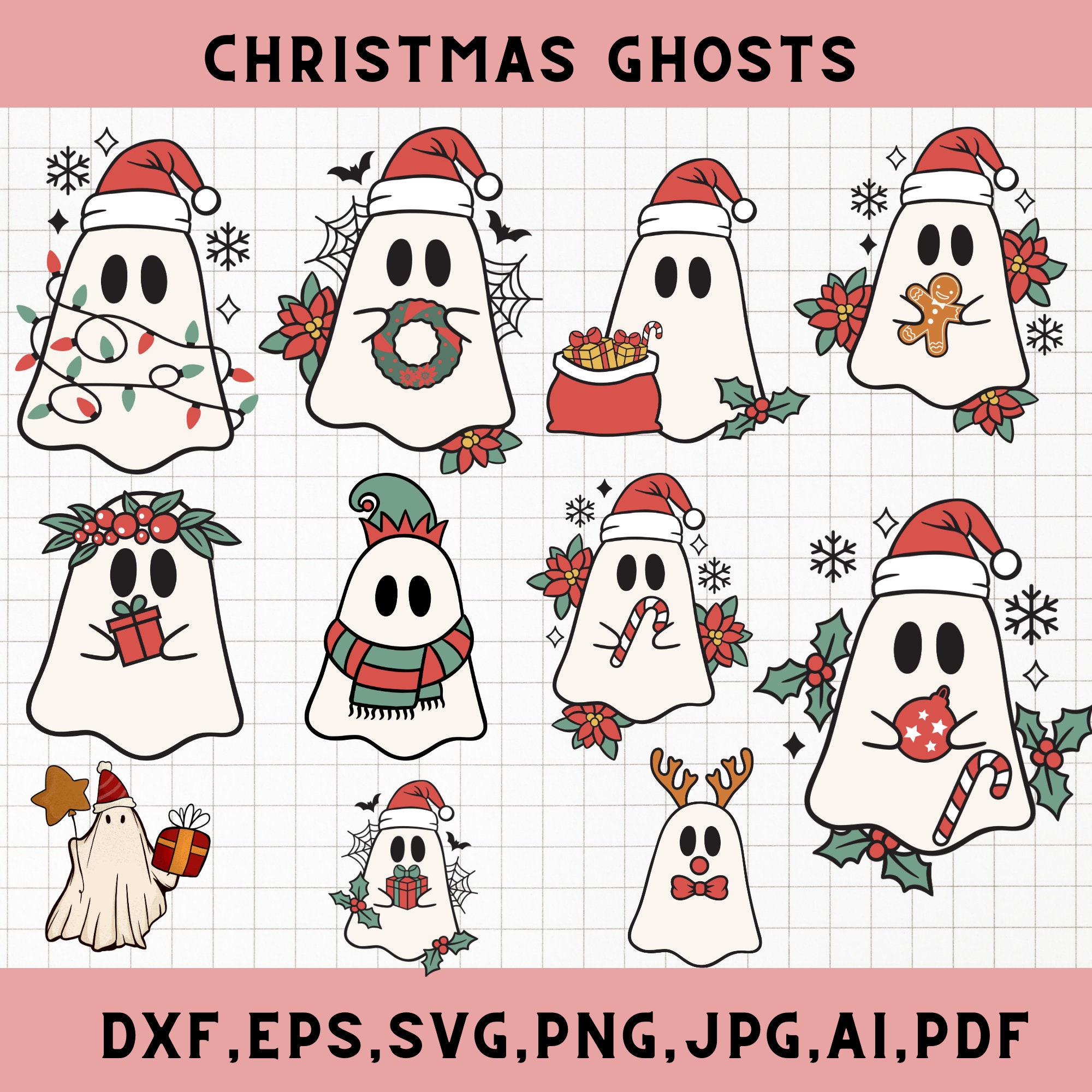 Cute Christmas Ghost Svg, Santa Ghost Svg, Christmas Ghost Png ...