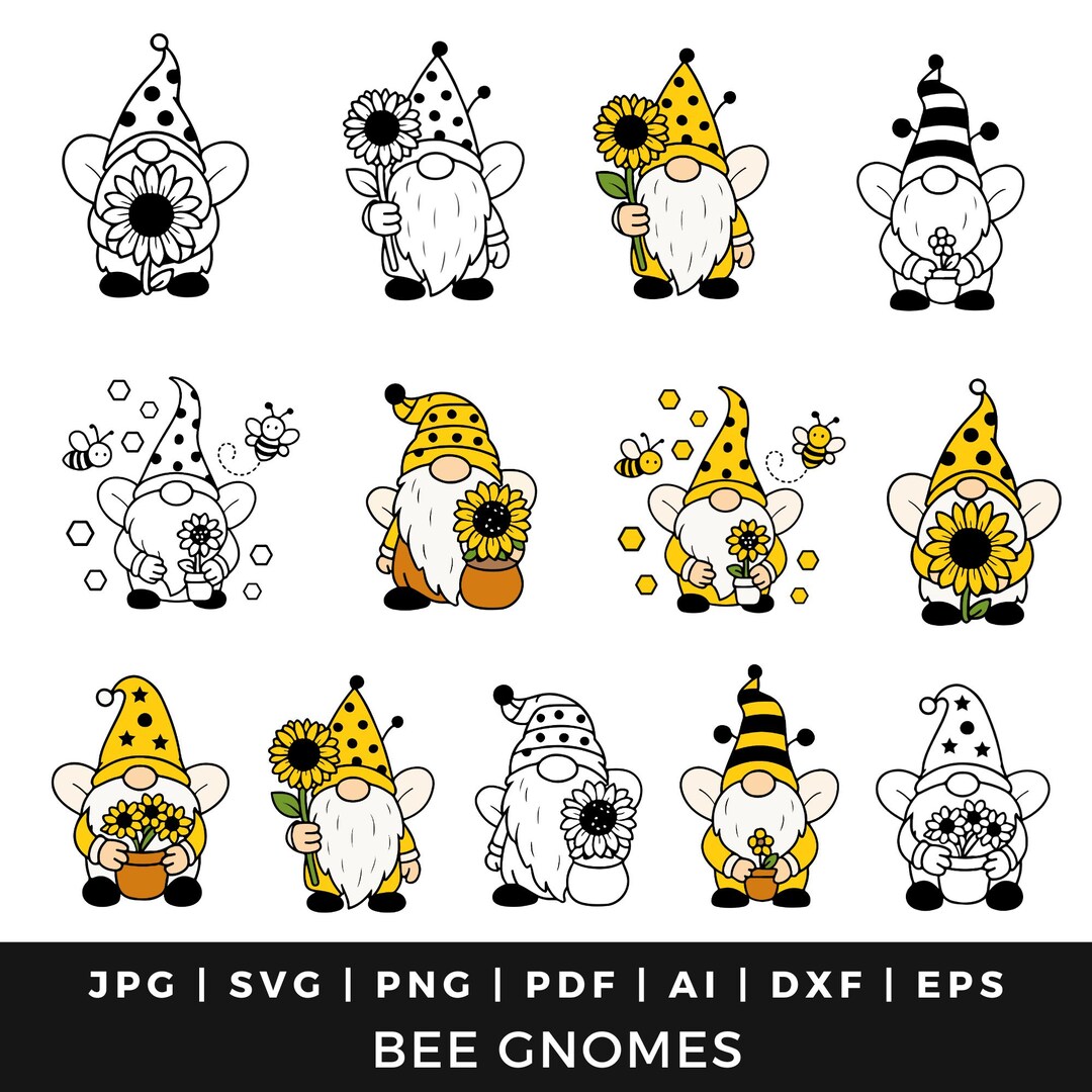 Bee Gnome SVG Bundle, Spring Garden Gnomes Clipart (digital Files) - Etsy