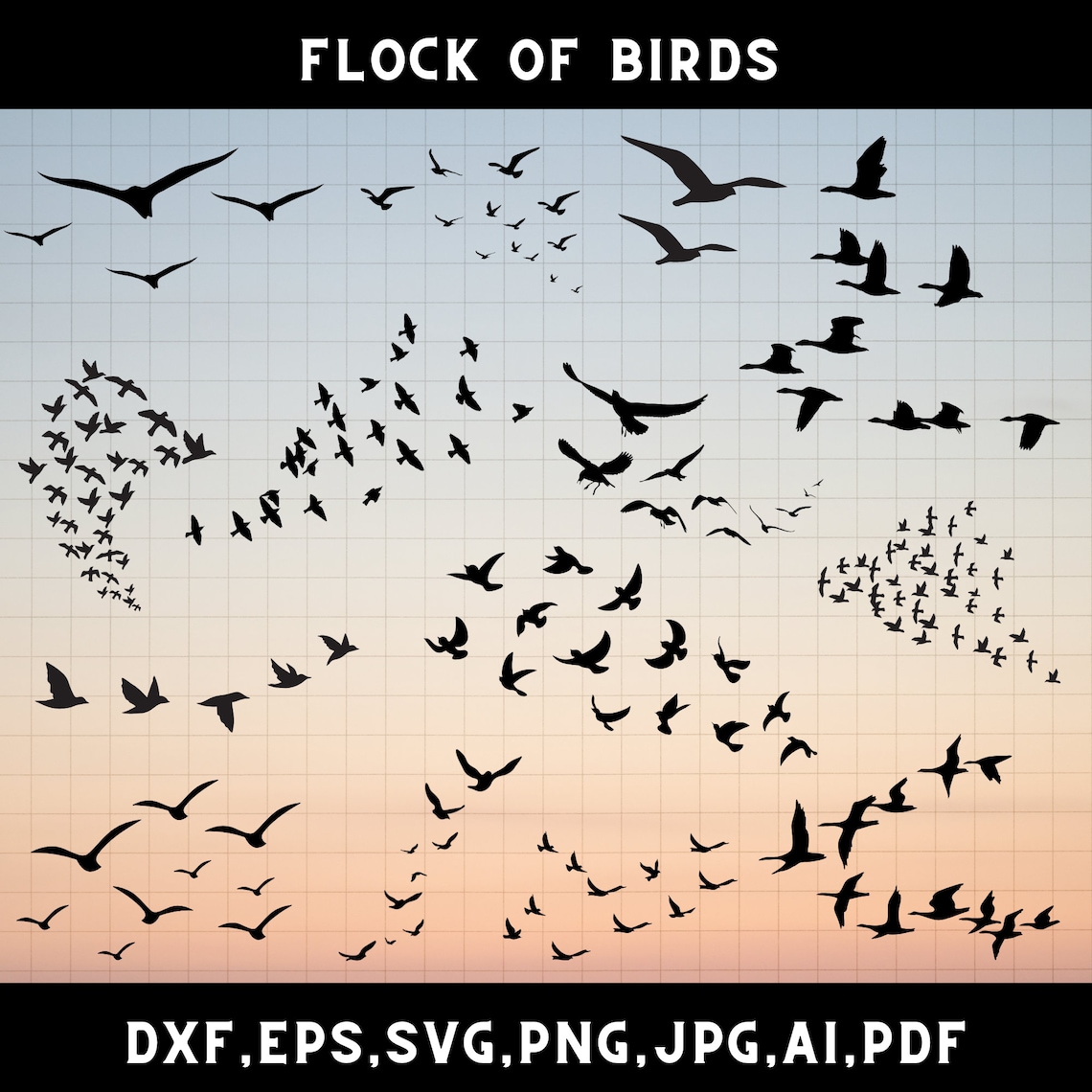 Flock of Birds Svg, Flying Birds Svg Bundle, Birds Silhouette, Birds ...