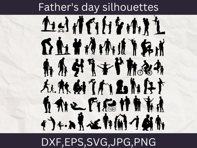 Father's Day Silhouette SVG Bundle | Dad and Child Clipart (digital ...
