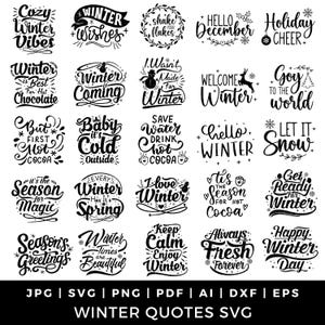 Winter Quotes Svg Bundle, Snowman Svg, Holiday Svg, Cozy Saying Svg ...
