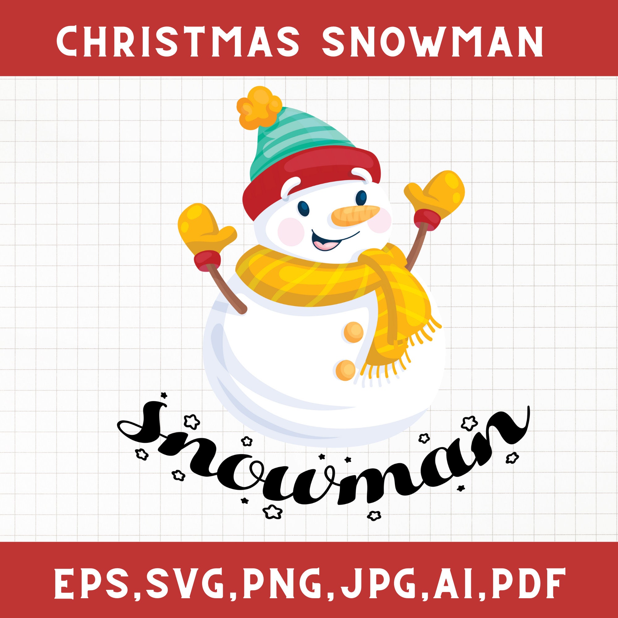 Cute Christmas Snowman SVG, Scarf Design (digital Files) - Etsy