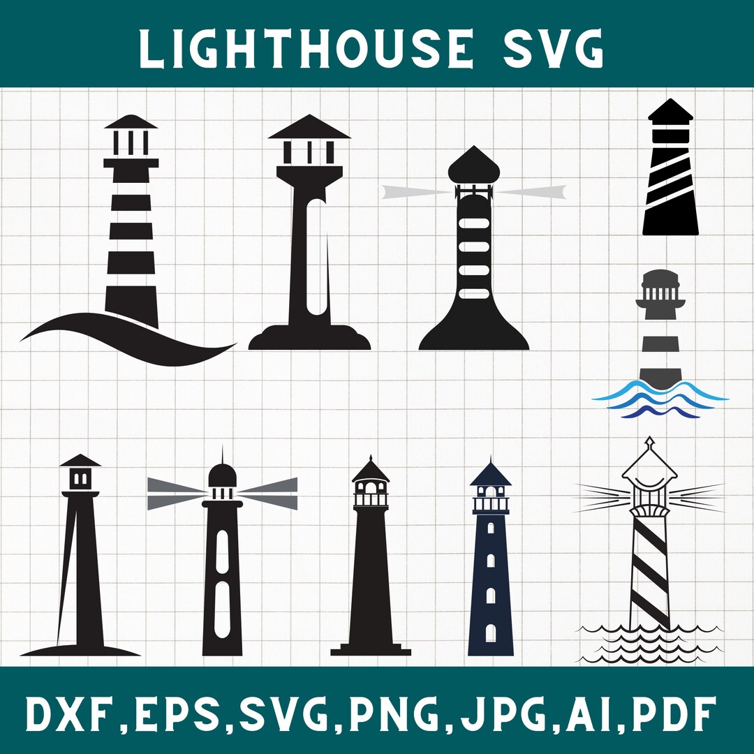 Lighthouse Svg Bundle, Ocean Lighthouse Svg, Lighthouse Silhouette ...