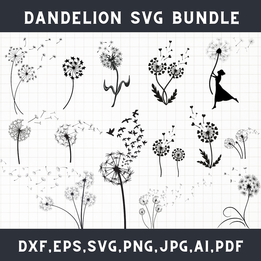 Dandelion Svg, Dandelion Png, Dandelion Silhouette, Dandelion Blowing ...