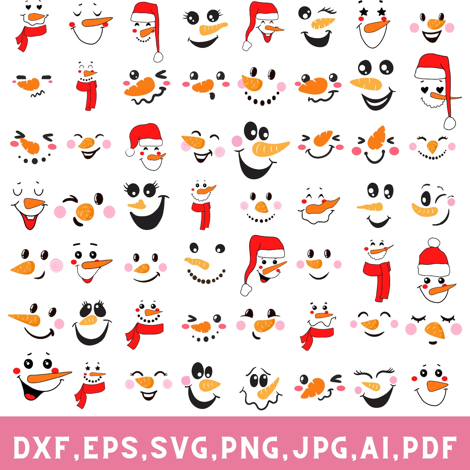 Snowman Faces Svg, Snowman Face Svg, Christmas Snowman Face Svg, Cute ...