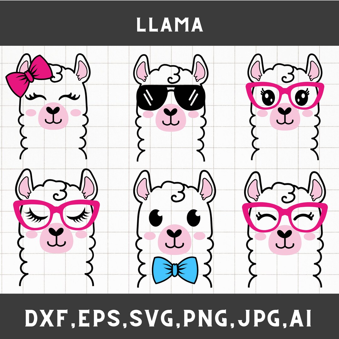 Llama Svg Bundle, Funny Llama Svg Cricut, Cute Llama Face Svg, Llama ...