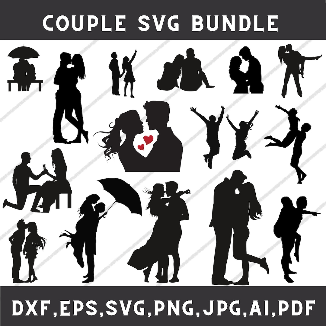 Couple Silhouette Svg, Relationship Svg, Lovers Silhouette, Romantic ...