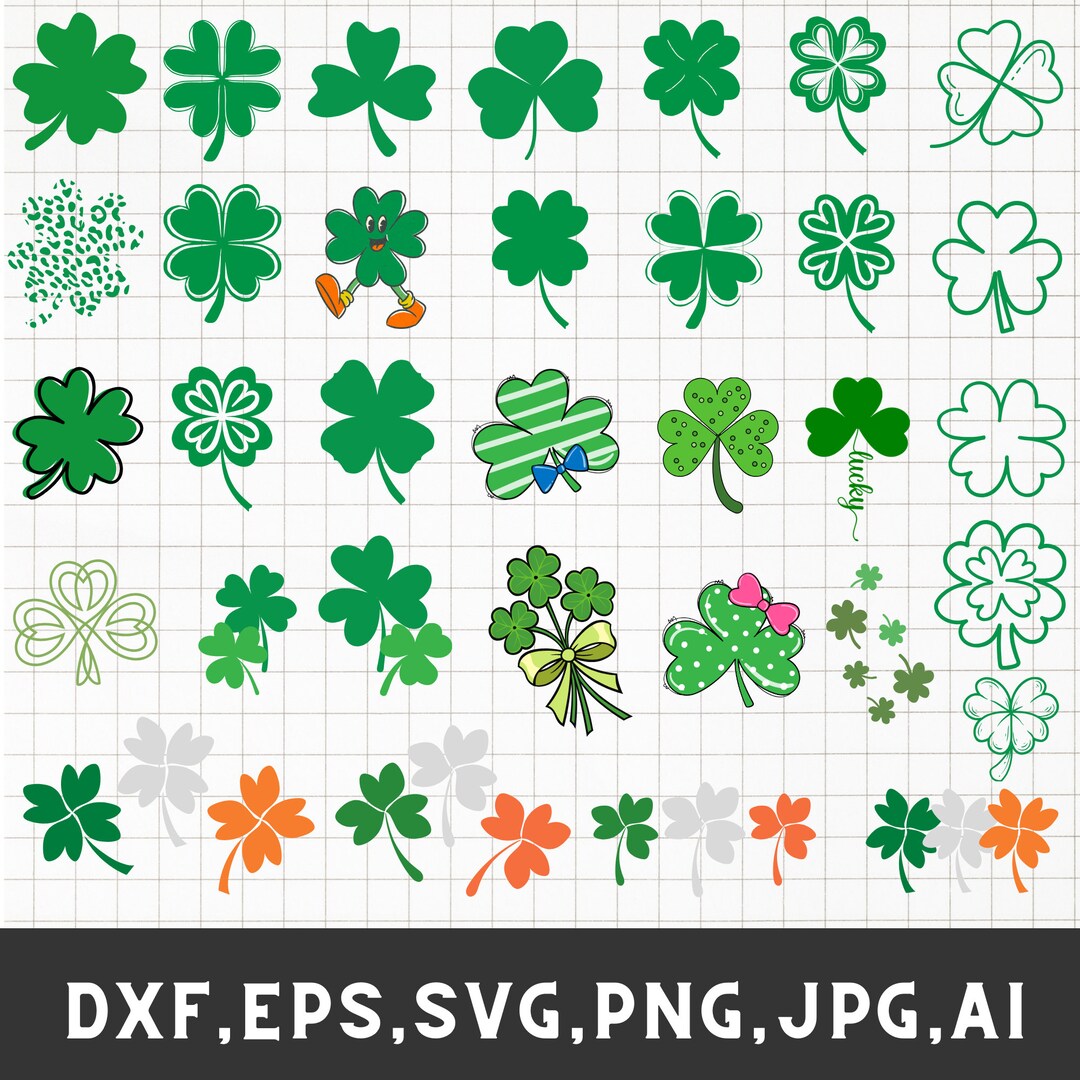 Shamrock Svg Bundle Clover Svg St Patricks Day Svg Leaf Clover Svg
