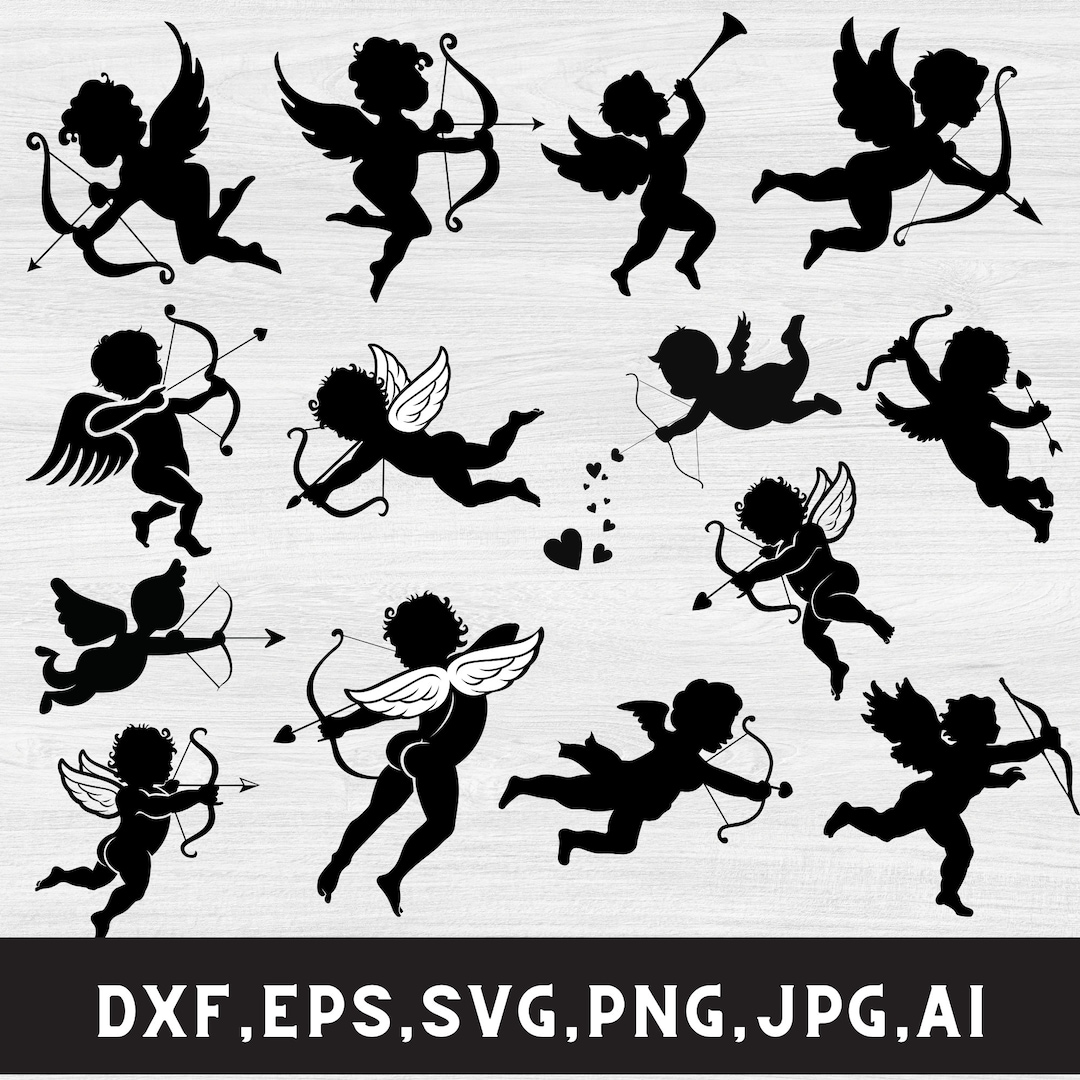 Cupid Svg, Cupid Silhouette Svg, Valentine Cupid Svg, Cupid Angel Svg ...