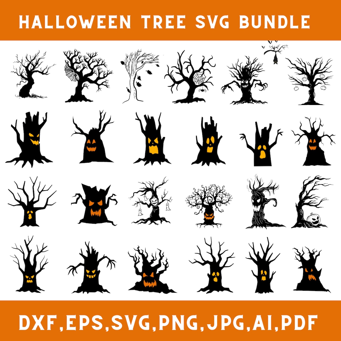 Halloween Tree Svg, Spooky Tree Silhouette, Dead Tree Svg, Bare Tree ...