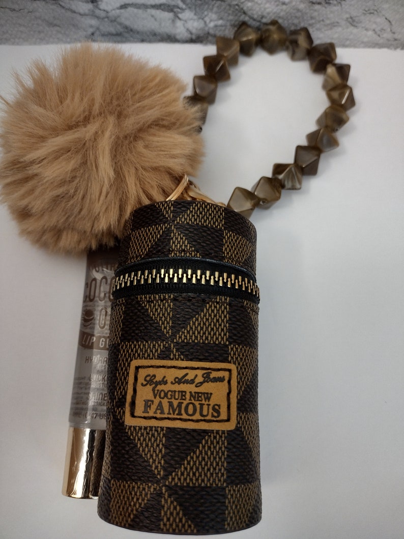 Luxury Windmill Bucket Lipstick Holder Keychain Great Gift Pom Pom Keychain Wristlet Purse Chain ...