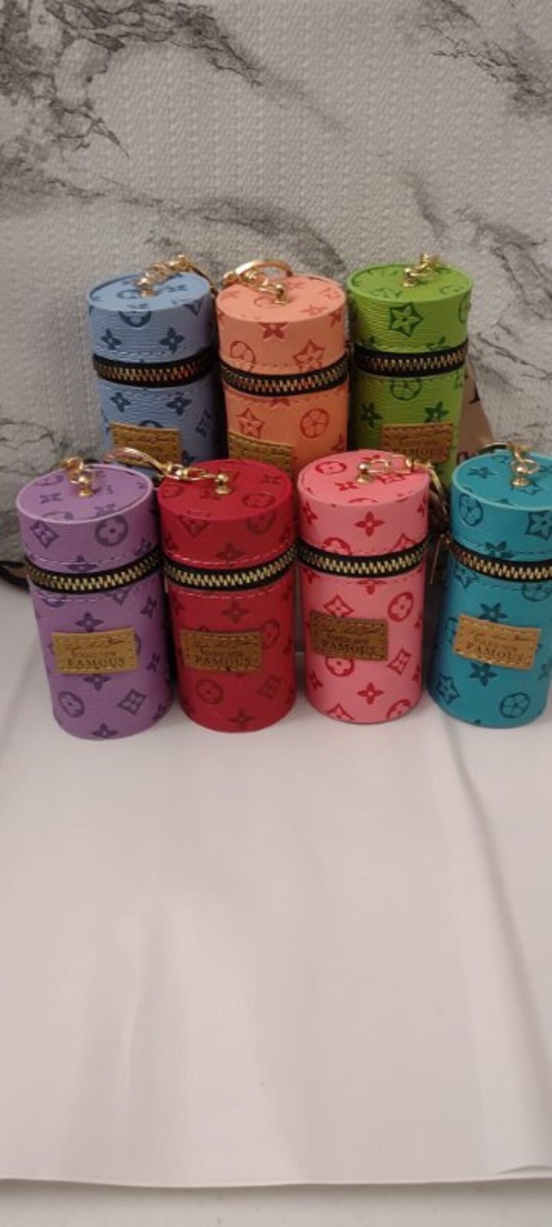 NEW Luxury Rainbow Colors Bucket Lipstick Holder Keychain | Purse Charm ...