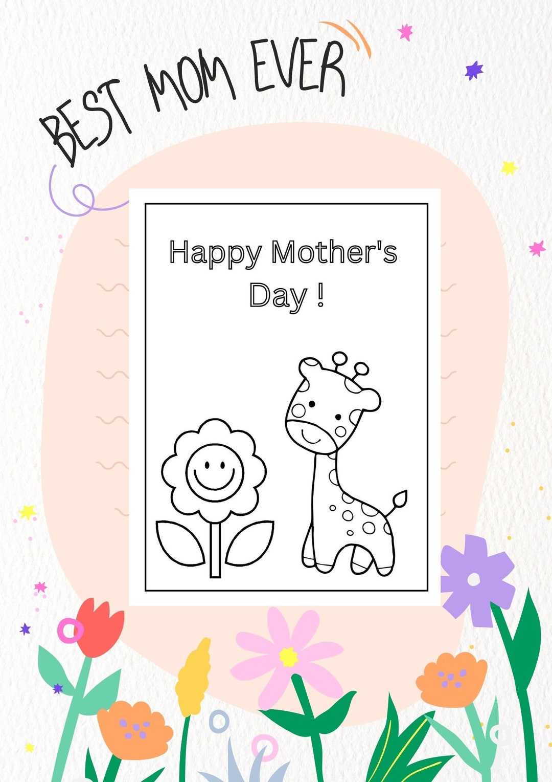 Mothers Day Coloring Page Activity Toddler Art Printable - Etsy