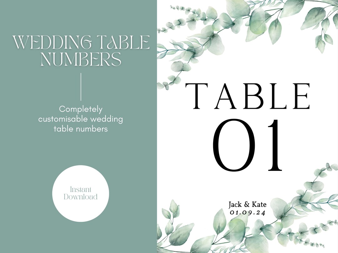 Wedding Table Numbers Customisable Editable Wedding Table Number ...