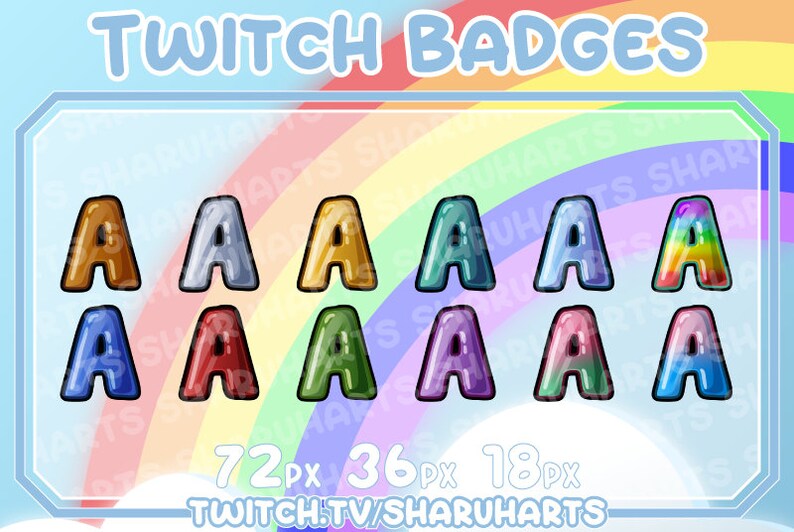 Twitch Sub Badge Letter a Bit Badges Discord Emotes Collection Streamer ...
