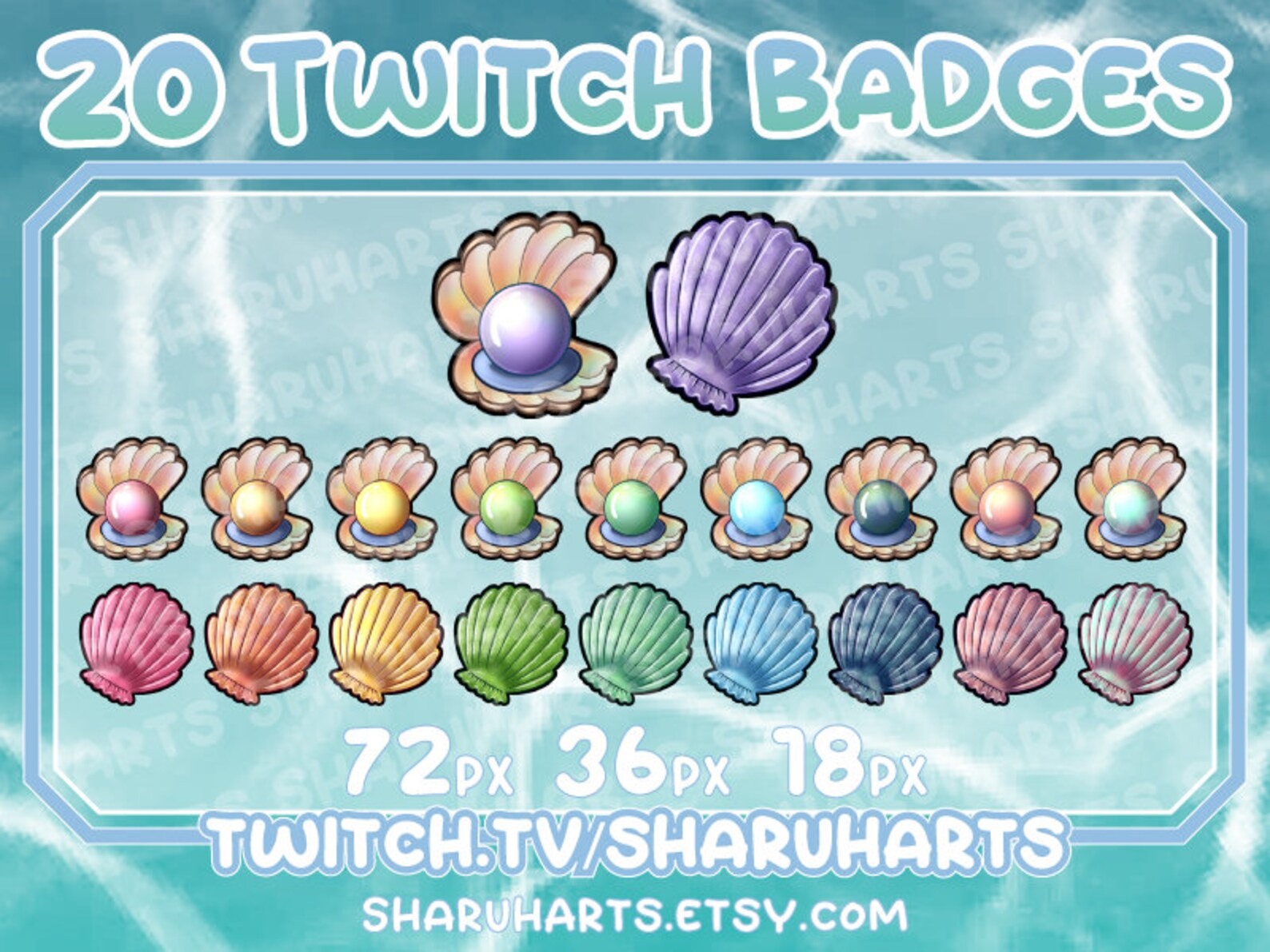 Twitch Sub Badges - Shell and Pearl / Bit Badges / Emote / Ocean / Deep ...