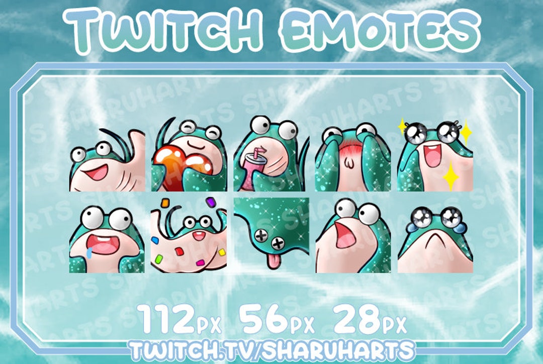 Rey the Ray 10 Emote Pack Twitch Discord Kawaii Ocean Turquoise - Etsy
