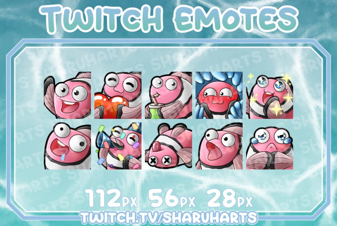 Clownfish 10 Emote Pack Twitter Discord Kawaii Ocean Pink - Etsy