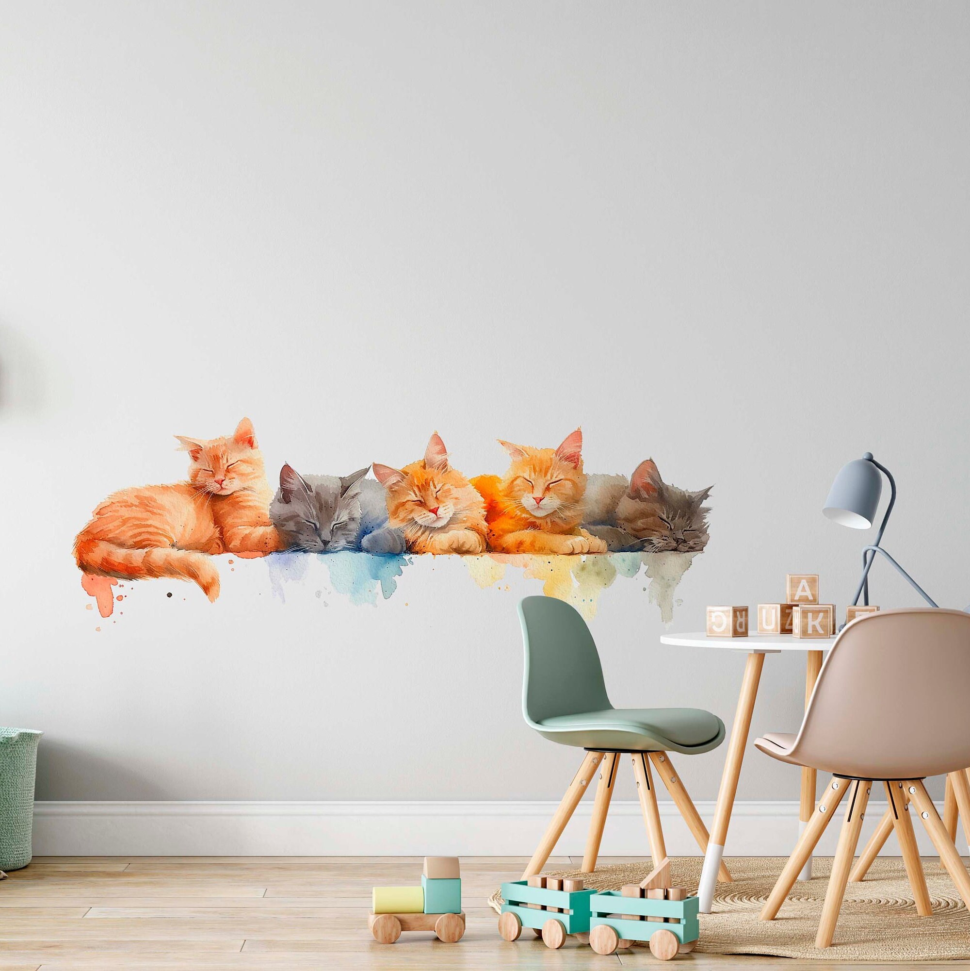 Personalized Custom Watercolor Cats Wall Decals for Cat Lowers, Unique ...