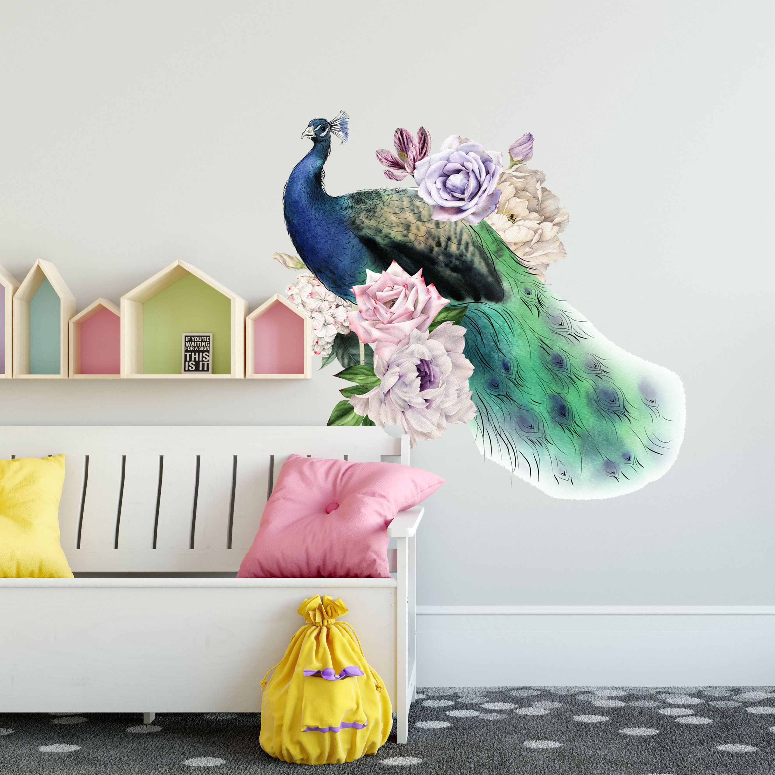 Peacock Decals, Floral Decals, Peacock Stickers, Watercolor Decal ...