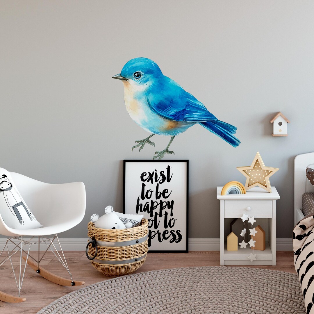 Bluebird Wall Decal: Watercolor Bird Sticker for Nursery Decor - Etsy