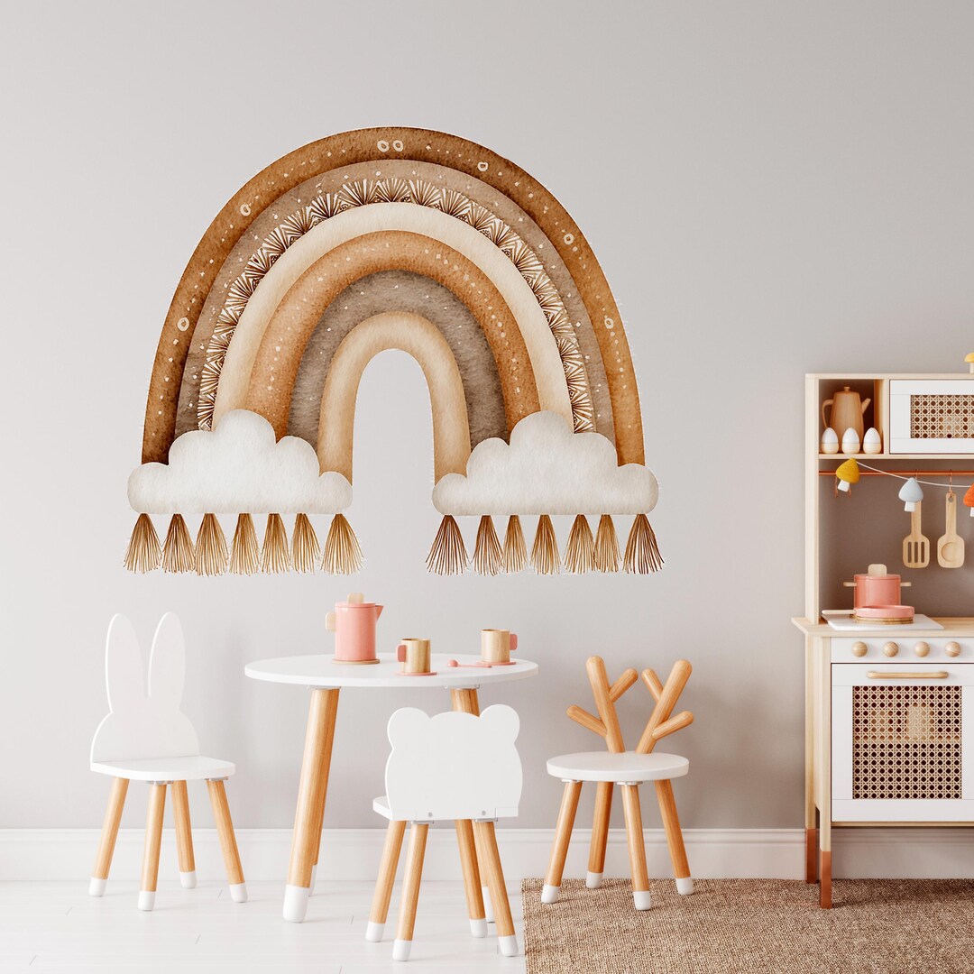 Boho Rainbow Wall Decal - Pastel Nursery Neutral Bedroom Decor - Etsy