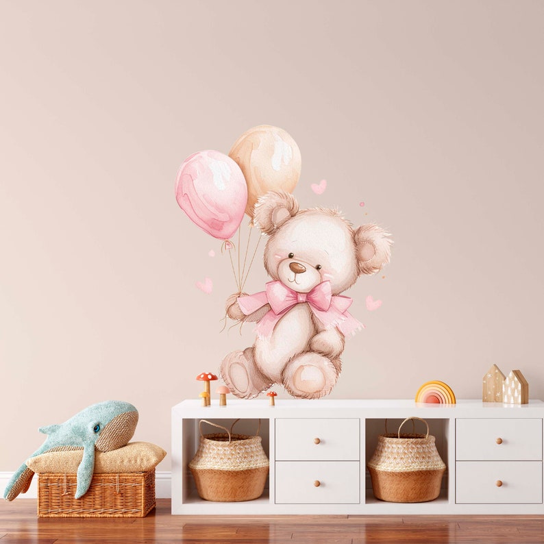 Teddy Bear Wall Decal - Cute Nursery Wall Decor, Peel and Stick Wall ...