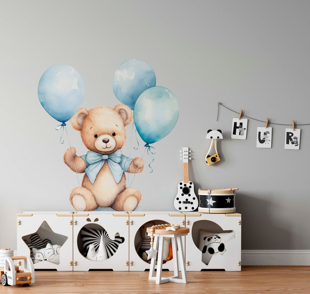 Nursery Teddy Bear Wall Decals - Kids Room Decor, Teddy Bear Sticker ...