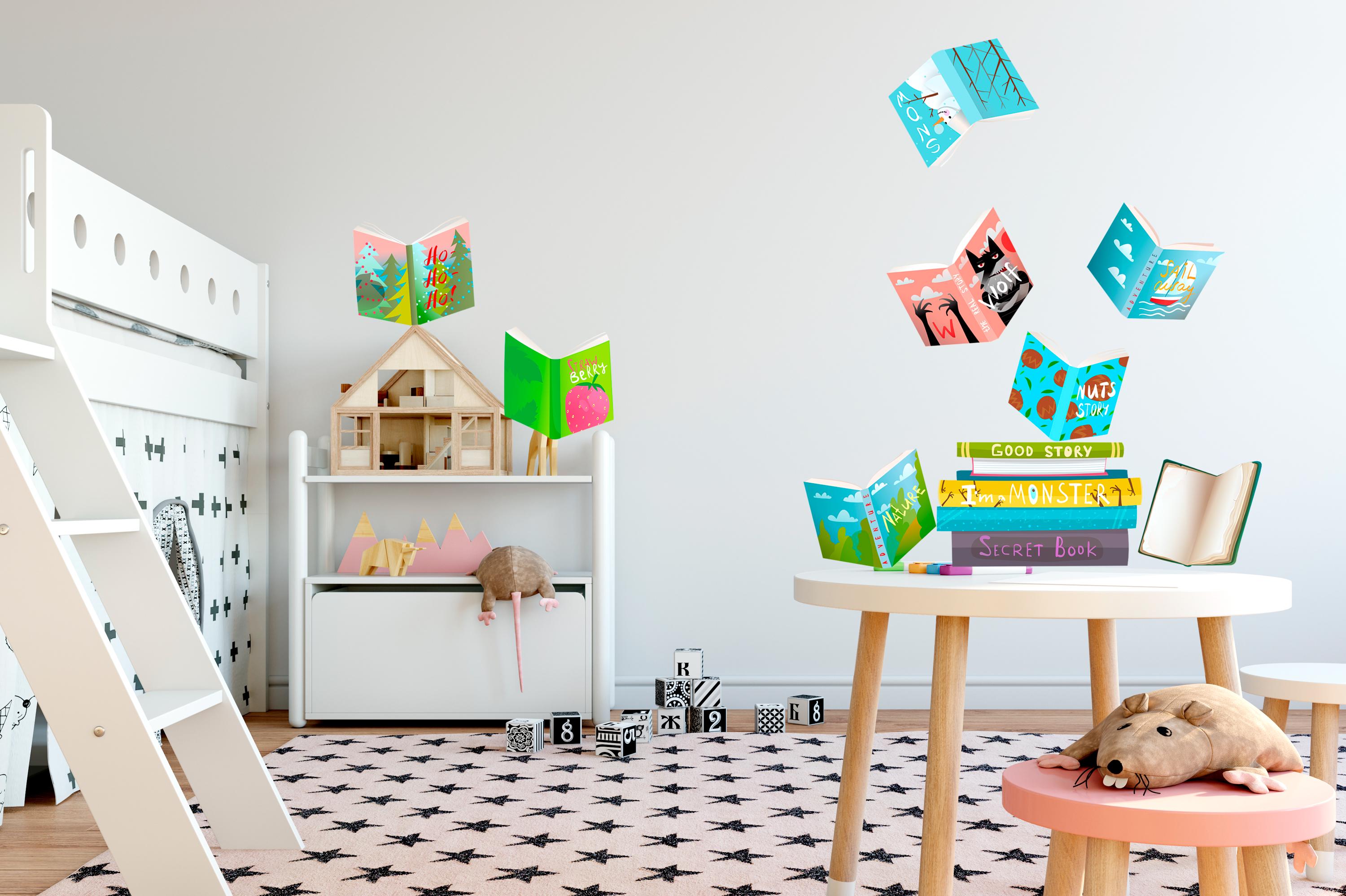 Books Wall Decals - Kids Room Reading Decor, Wall Decal Vinyl Art ...