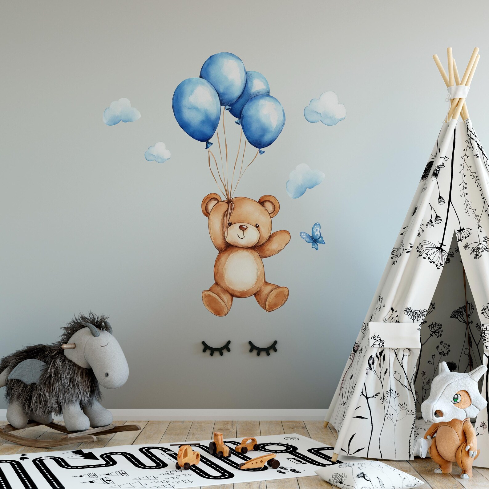 Teddy Bear Wall Decal, Nursery Bear Wall Decal, Nursery Wall Decal, Kid ...