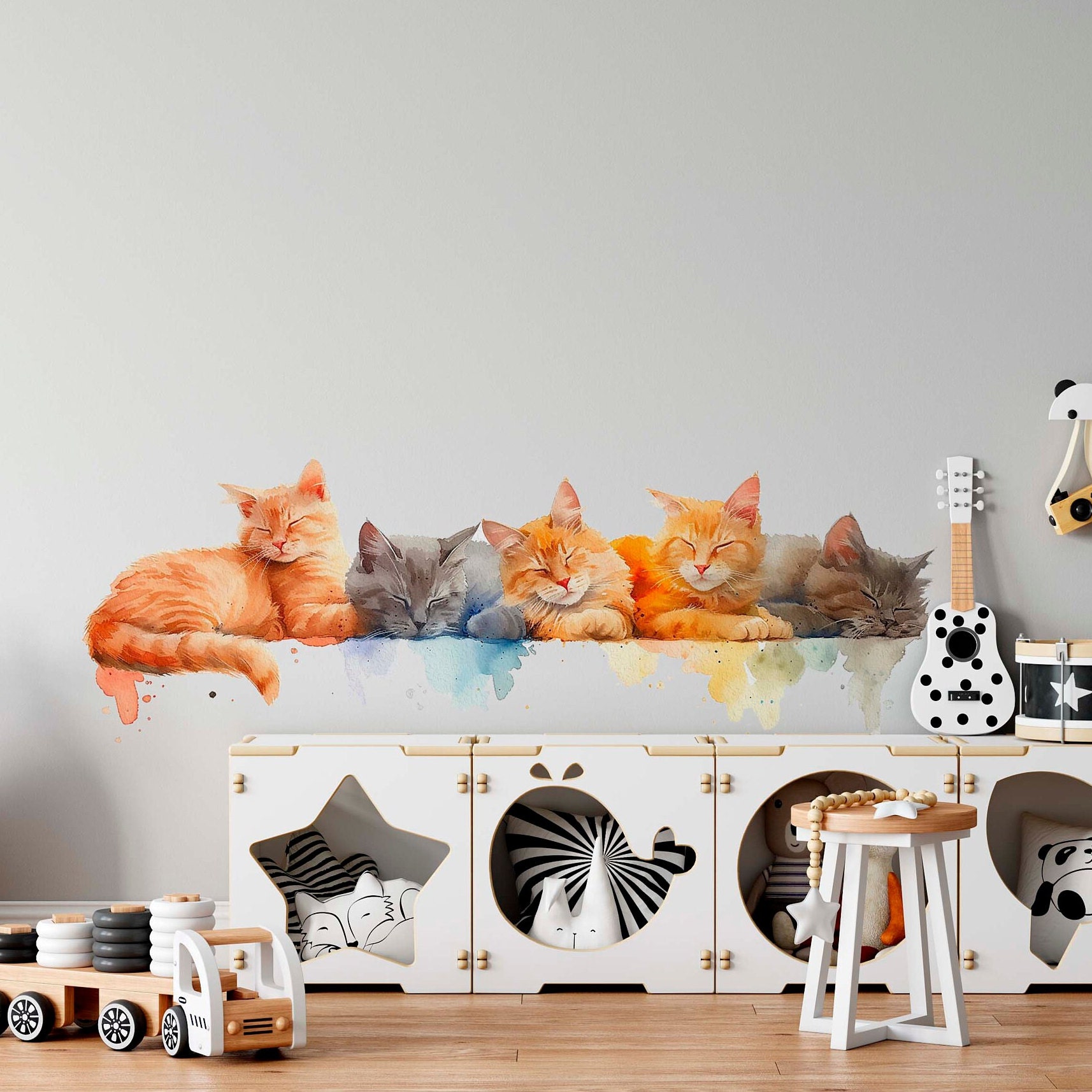 Personalized Custom Watercolor Cats Wall Decals for Cat Lowers, Unique ...