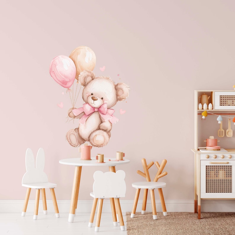 Teddy Bear Wall Decal - Cute Nursery Wall Decor, Peel and Stick Wall ...