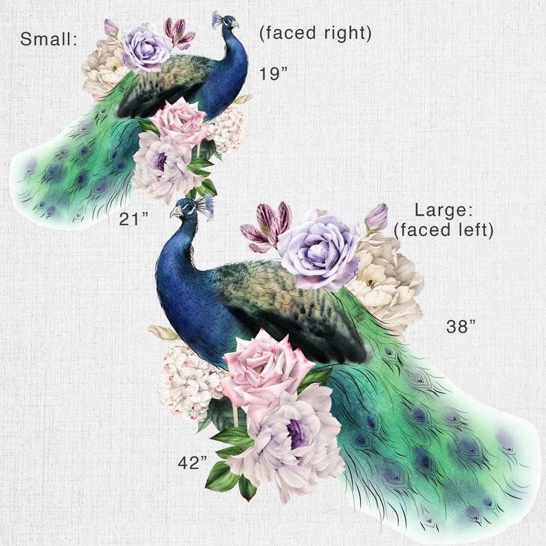Peacock Decals, Floral Decals, Peacock Stickers, Watercolor Decal ...