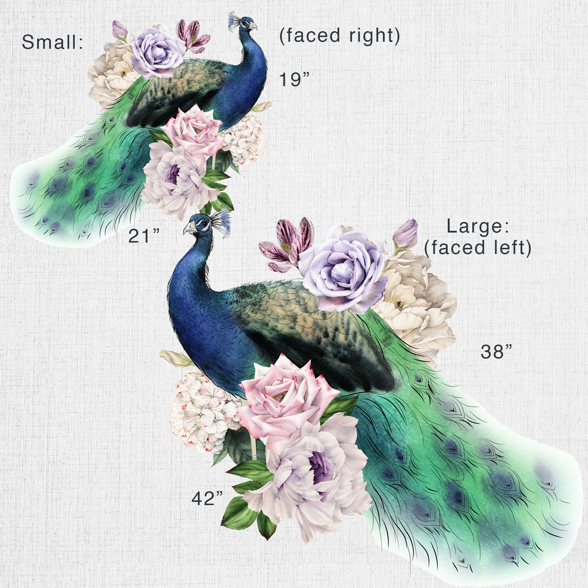 Peacock Decals, Floral Decals, Peacock Stickers, Watercolor Decal ...