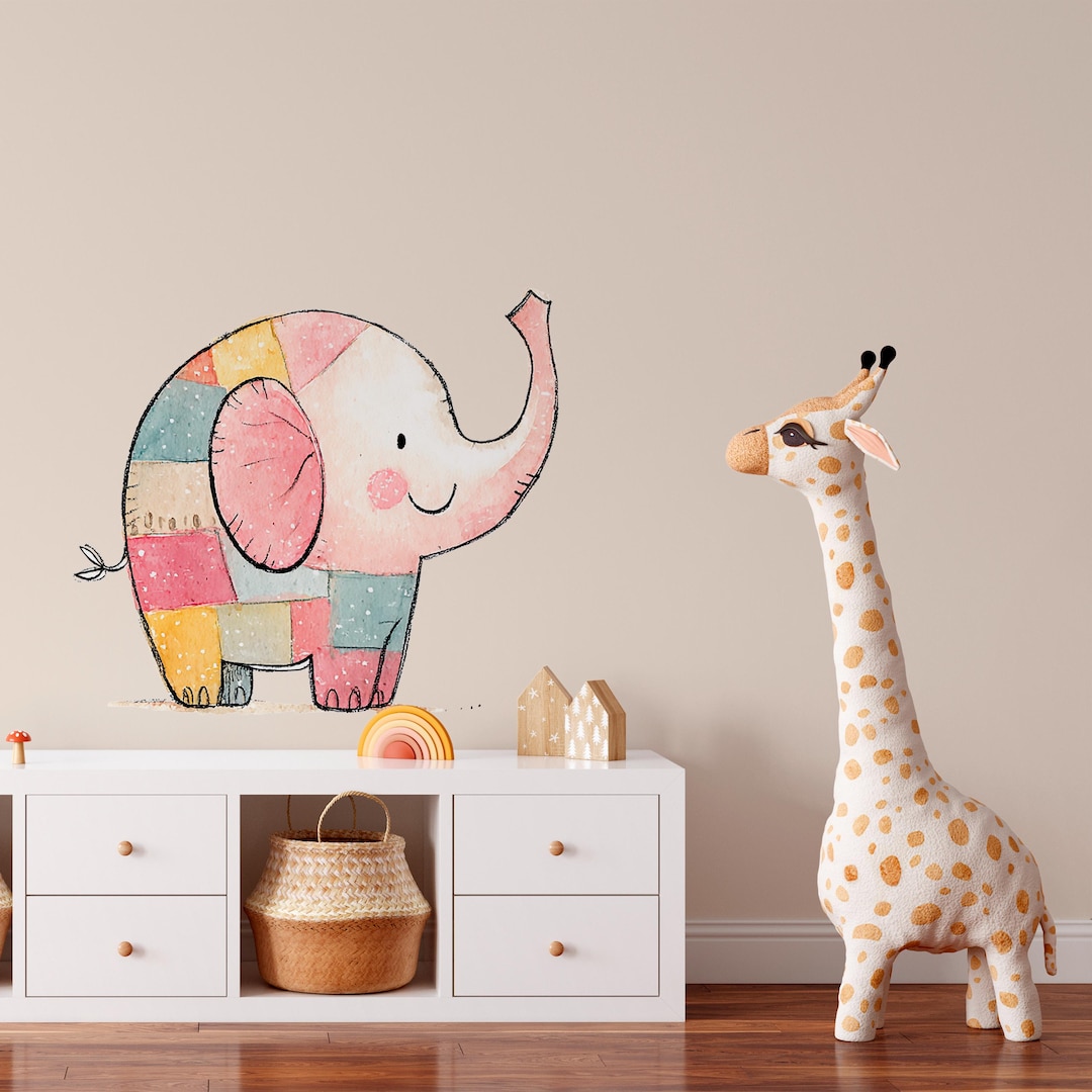 Elephant Art - Colorful Elephant Wall Decal - Perfect Elephant Gift ...