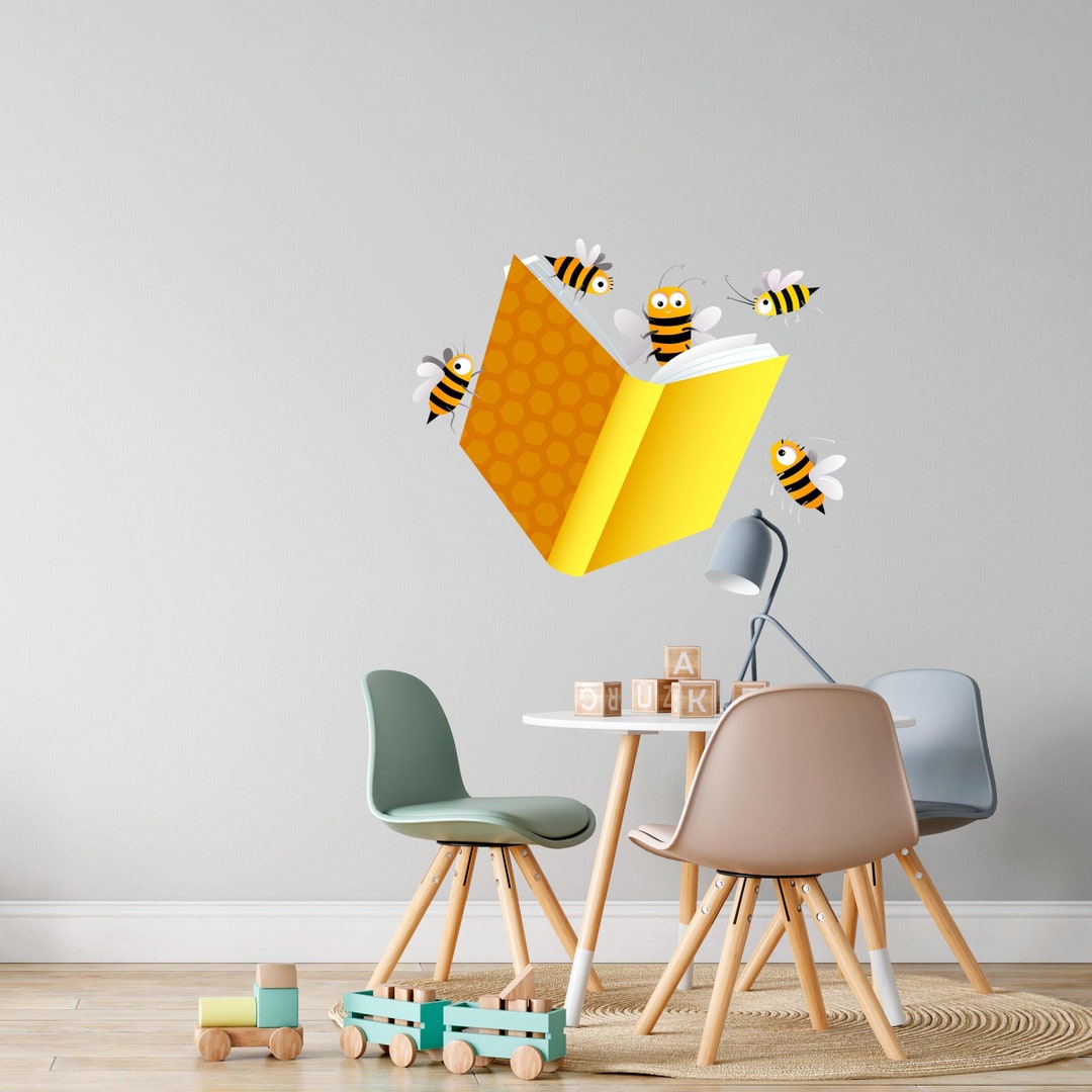 Honey Bees Reading A Book Wall Decals - Kids Room Decor, Wall Decal Art ...