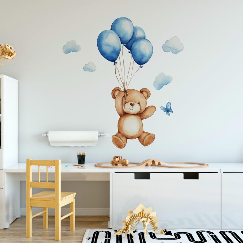 Teddy Bear Wall Decal, Nursery Bear Wall Decal, Nursery Wall Decal, Kid ...