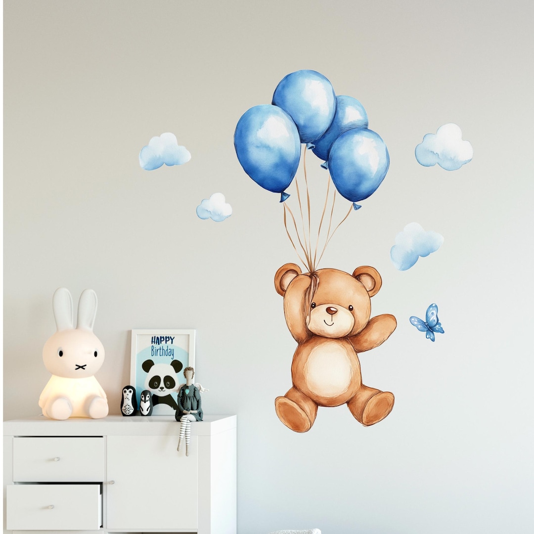 Teddy Bear Wall Decal, Nursery Bear Wall Decal, Nursery Wall Decal, Kid ...