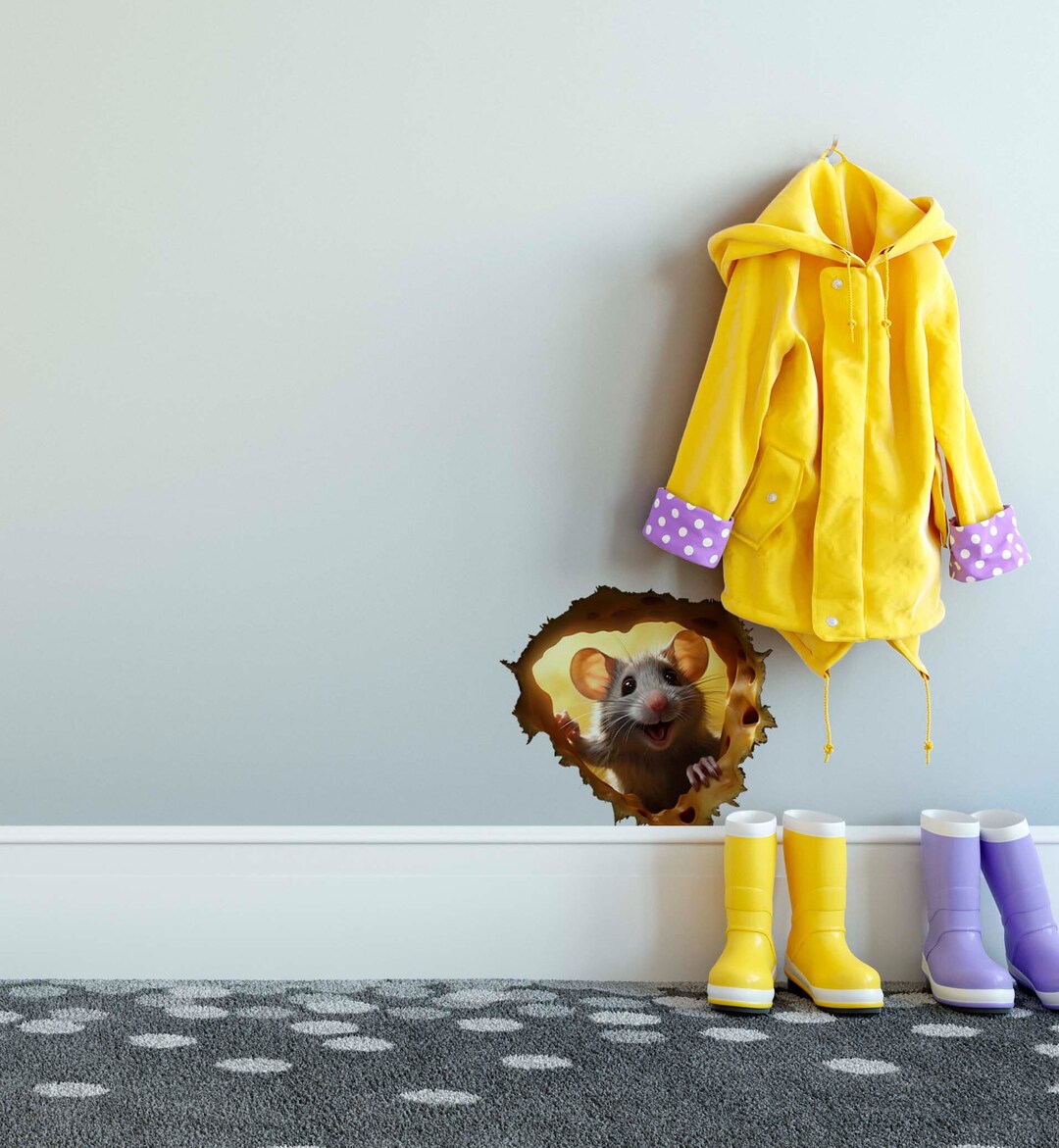 Mouse Wall Decal - Nursery Peel and Stick Art, Wall Hangings, 3d Decals ...