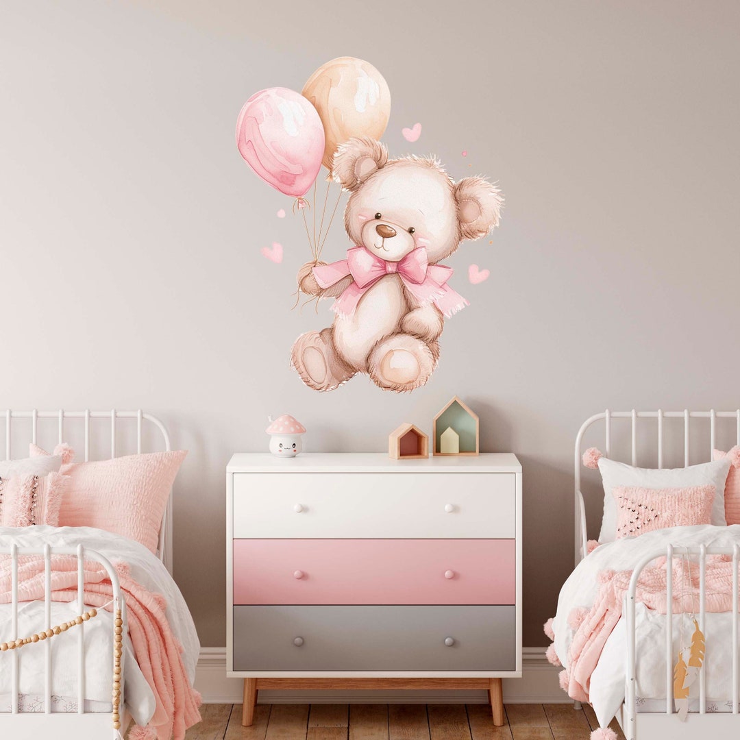 Teddy Bear Wall Decals for Kids Room Decor, Balloons Wall Decor for ...