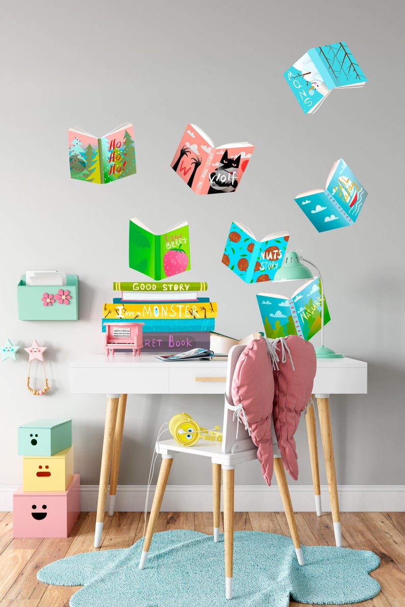 Books Wall Decals - Kids Room Reading Decor, Wall Decal Vinyl Art ...