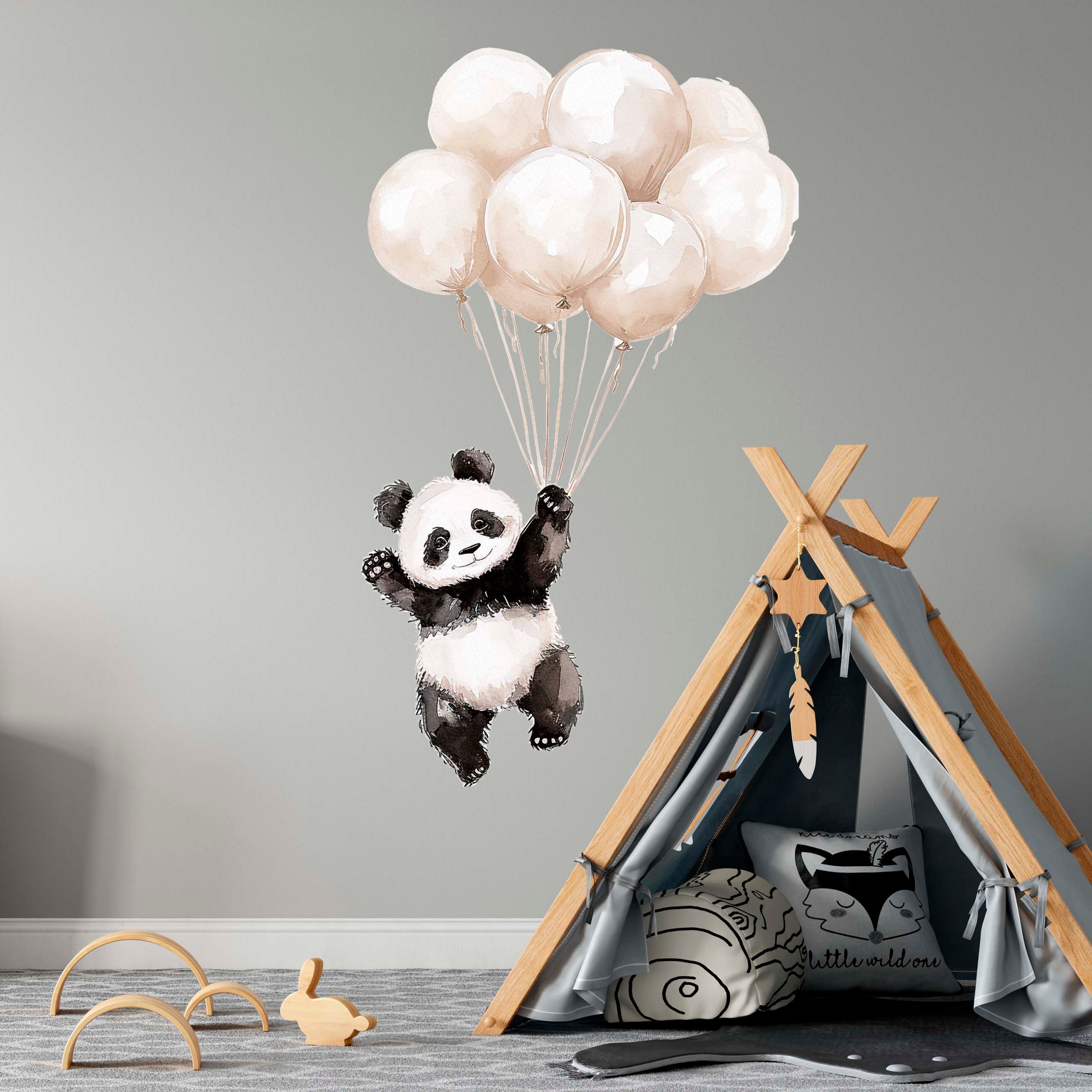 Cute Panda Wall Decal - Balloon Wall Stickers - Nursery Boho Decor ...