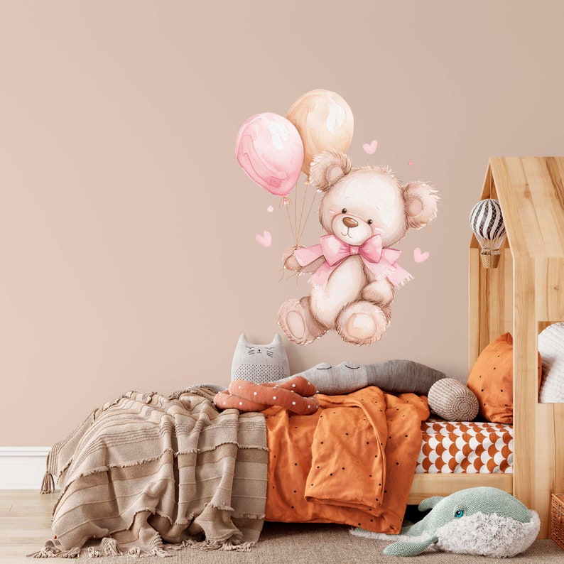 Teddy Bear Wall Decal - Cute Nursery Wall Decor, Peel and Stick Wall ...