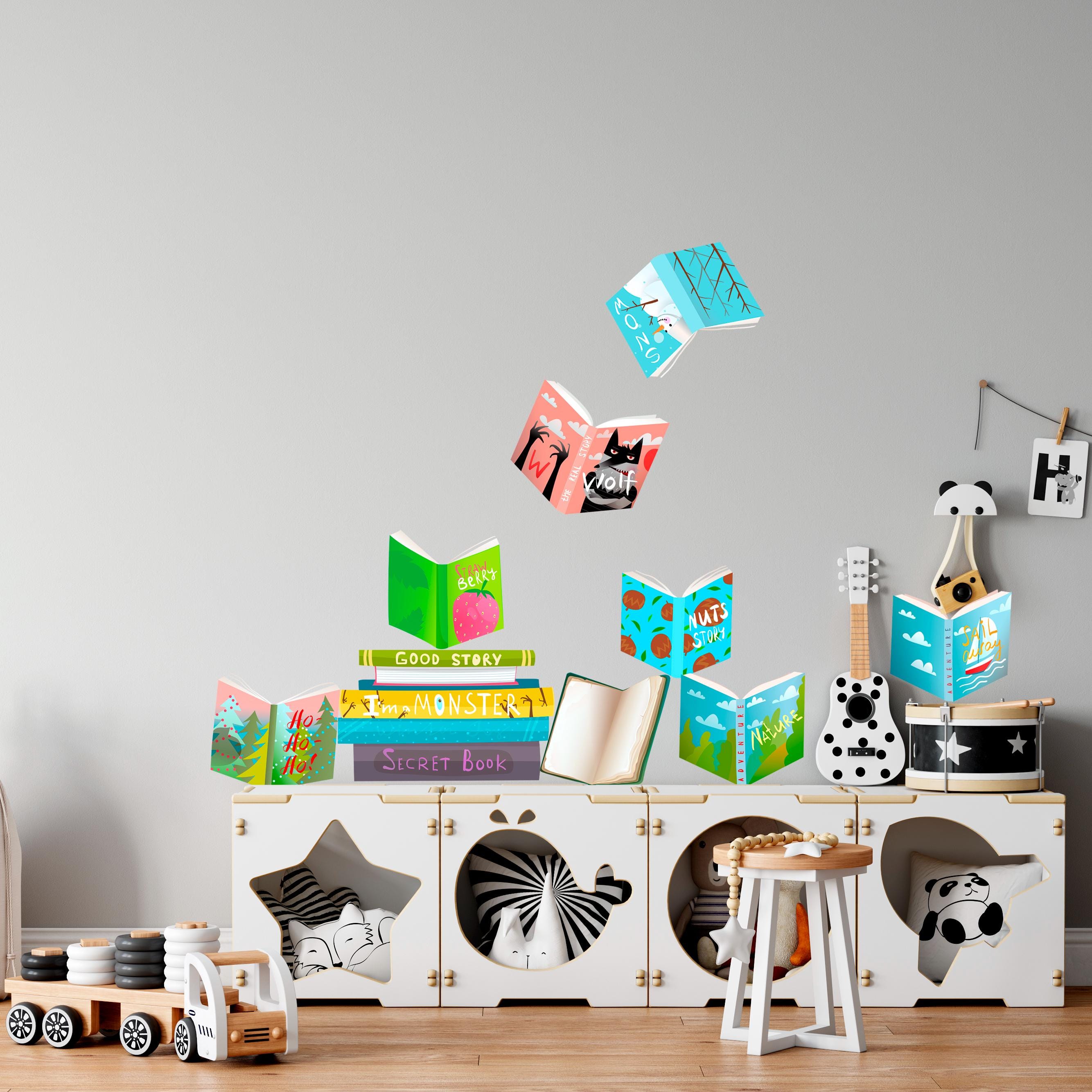 Books Wall Decals - Kids Room Reading Decor, Wall Decal Vinyl Art ...