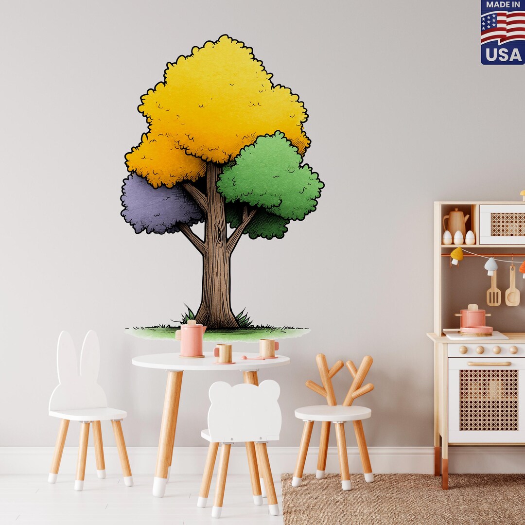 Colorful Tree Wall Decal - Woodland Nursery Decor - Etsy