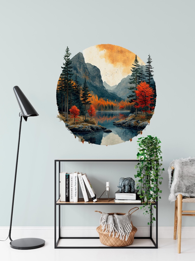 Nature Wall Decal - Boho Circle Sticker, Forest Removable Peel and ...